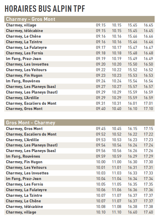 Summer line Charmey - Gros Mont - Mobility - Parc Naturel Regional